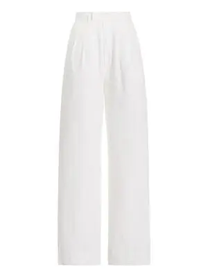 Posse Louis Pleated Linen Trousers - Ivory