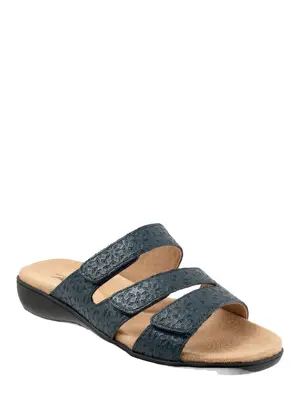 Trotters Leather Slide Sandals - Navy