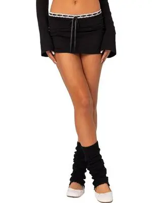 EDIKTED Seline Ribbon Trim Mini Skirt - Black