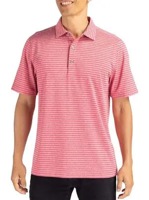 Cutter & Buck Forge Heather Stripe Recycled Blend Polo Cardinal Red Heather