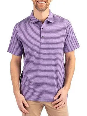 Cutter & Buck Forge Heather Stripe Recycled Blend Polo - College Purple Heather