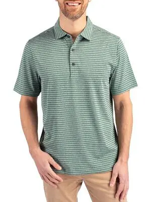 Cutter & Buck Forge Heather Stripe Recycled Blend Polo Hunter Heather