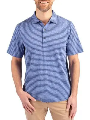 Cutter & Buck Forge Heather Stripe Recycled Blend Polo - Tour Blue Heather