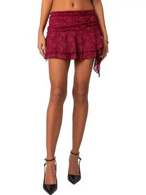 EDIKTED EDIKTED Ruby Ruffle Lace Mini Skirt