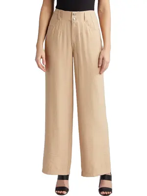Dkny DKNY Crinkle Wide Leg Pants Sandalwood