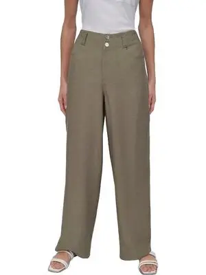 Dkny DKNY Crinkle Wide Leg Pants Utility Green