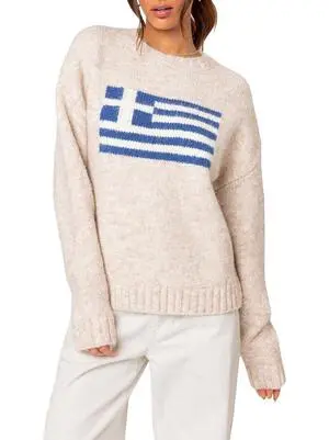 EDIKTED Greece Oversize Chunky Sweater - Stone