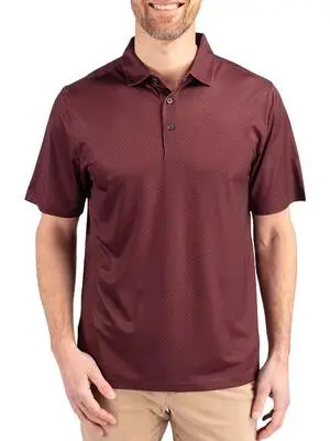 Cutter & Buck Geo Pattern Performance Recycled Polyester Blend Polo - Bordeaux