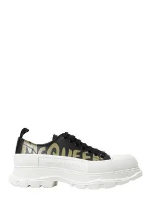 Alexander McQueen Tread Slick Graffiti Nappa Leather Sneakers - Black