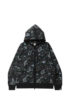 A BATHING APE Relaxed Space Camo Full Zip Hoodie - Black