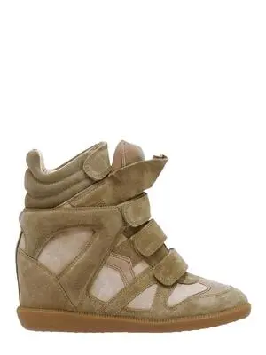 Isabel Marant Bekett Leather Wedge Sneakers - Taupe