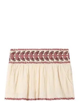 MARANT ETOILE Picadilia Embroidered Cotton Gauze Skirt - Beige/red