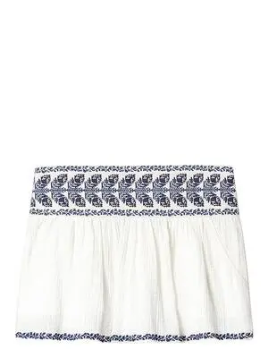 MARANT ETOILE Picadilia Embroidered Cotton Gauze Skirt - Ecru/blue