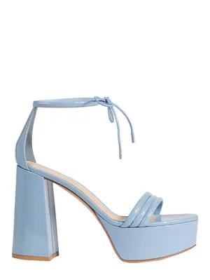 GIANVITO ROSSI Patent Leather Platform Sandals - Light Blue