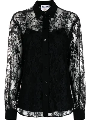 Moschino Floral Lace Button-up Shirt - Black