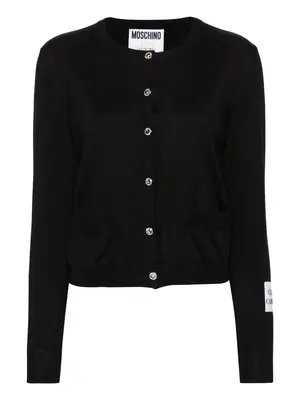 Moschino Crystal-embellished Cotton Cardigan - Black