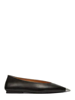 Marsèll Ago Pointed-toe Leather Flat Pumps - Black