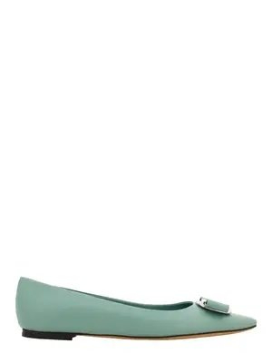 FERRAGAMO Vara-bow Lambskin Ballerina Shoes - Green