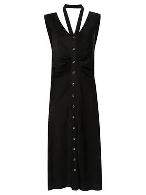 Pinko Ruched-detail Midi Dress - Black