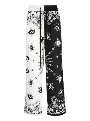HACULLA. Paisley-print Straight-leg Trousers - Black