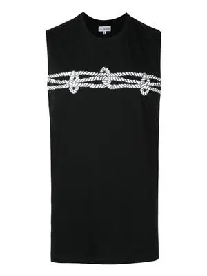 AMIR SLAMA Rope-print Cotton Tank Top - Black