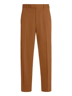 Zegna Pressed-crease Straight-leg Trousers - Brown