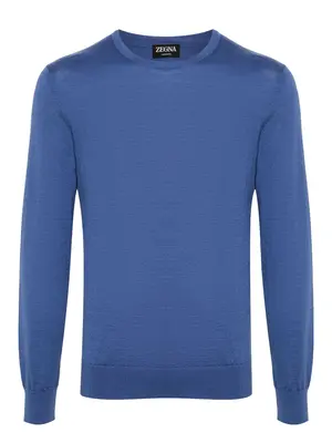 Zegna Mélange Ribbed Jumper - Blue