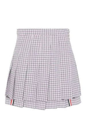 Thom Browne Check-pattern Pleated Miniskirt - White