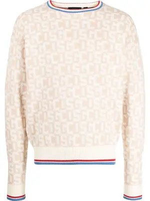 Gcds Intarsia-knit Logo Jumper - Neutrals
