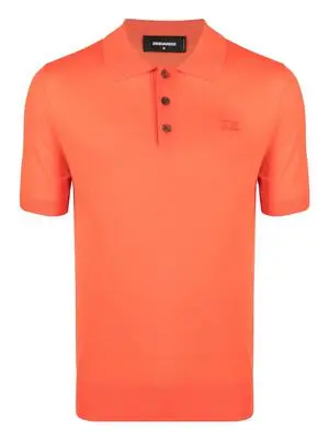 Dsquared2 Logo-embroidered Virgin Wool Polo Shirt - Orange