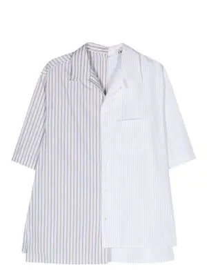 LANVIN Striped Asymmetric Cotton Shirt - White