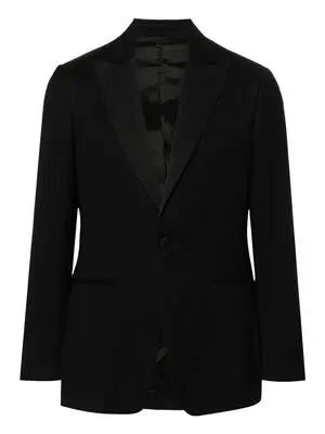 LARDINI Single-breasted Wool-blend Blazer - Black