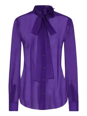 Dolce & Gabbana Pussy-bow Silk-chiffon Blouse - Purple