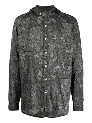 MOSTLY HEARD RARELY SEEN Leaf-print Hooded Shirt - Grey