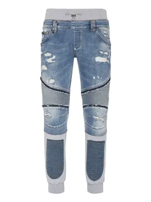 Philipp Plein Skull & Bones Tapered Jeans - Blue