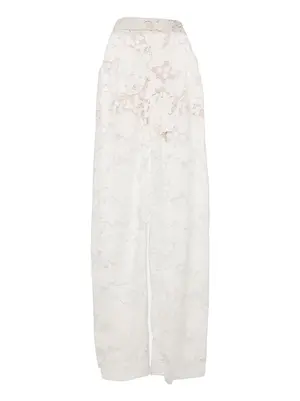 Oscar De La Renta High-rise Wide-leg Lace Pants - White