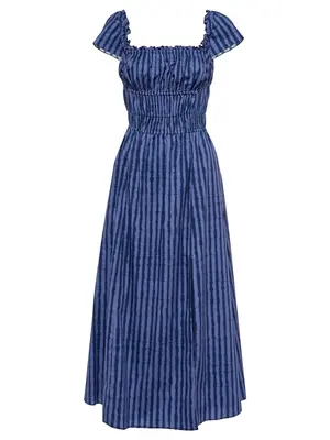 Altuzarra Ruched Cotton-blend Midi Dress - Blue