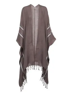 Brunello Cucinelli Striped Linen Cape - Brown
