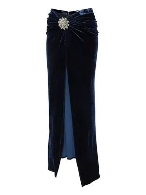 Rabanne Embellished Velvet Maxi Skirt - Blue