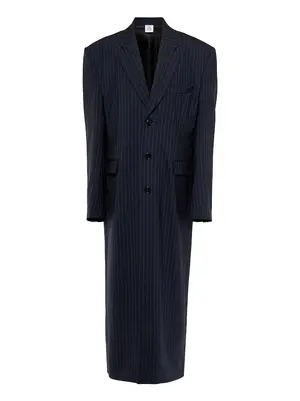 Vetements Oversized Pinstriped Wool Coat - Blue