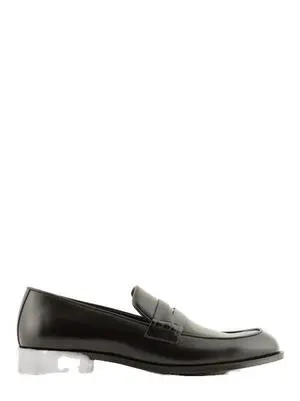 Giorgio Armani Leather Loafers - Natural