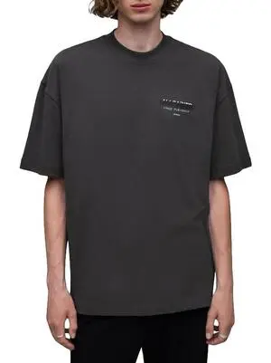 ALLSAINTS Redact Mock Neck Graphic T-shirt - Washed Black