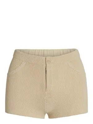 AYA MUSE Lysi Ribbed Stretch-cotton Shorts - Tan