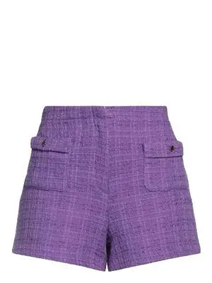 Maje Straight Leg Tweed Shorts - Purple