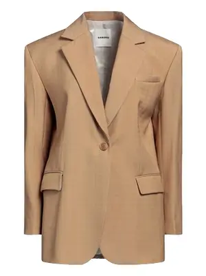 Sandro Single-breasted Woven Blazer - Beige