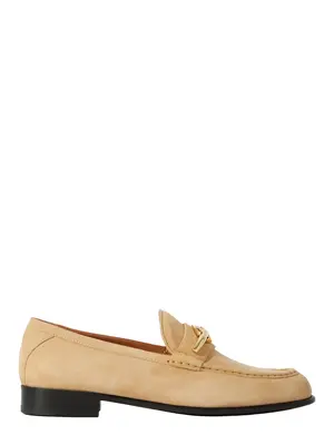 Valentino Garavani Valentino Garavani Vlogo Gate Embellished Loafers Neutrals