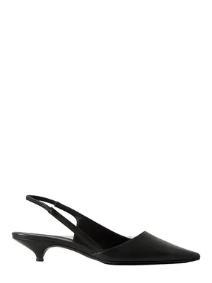Loulou De Saison Net Sustain Abside Leather Slingback Pumps - Black