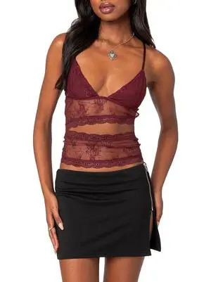 EDIKTED Cutout Lace Camisole - Burgundy