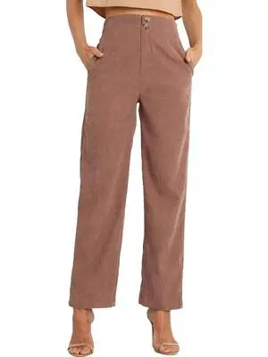 PETAL & PUP Springfield High Waisted Corduroy Pants - Brown