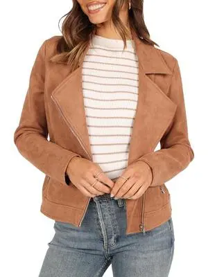 PETAL & PUP Petal & Pup Spencer Faux Suede Moto Jacket Tan